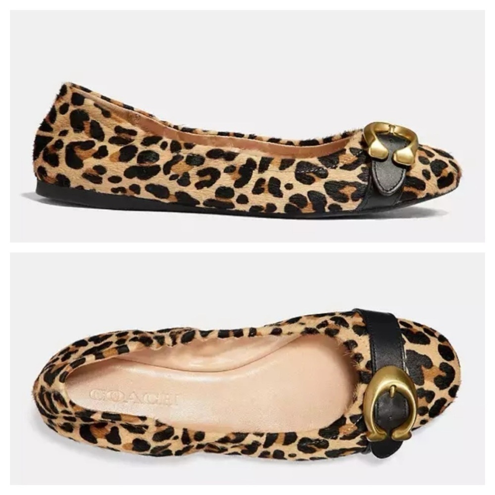 Coach Leopard Print Leather Calf Hair Slip On Size 8.… - Gem